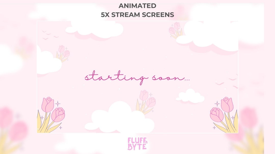 5x Animated Pastel Pink Cute Floral Animated Screens / Aesthetic ...