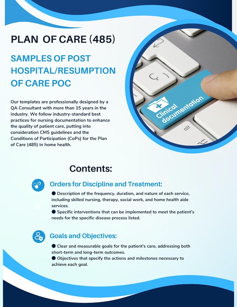 Home Health Care Plan Samples: Post Hospital, Resumption of Care - Etsy