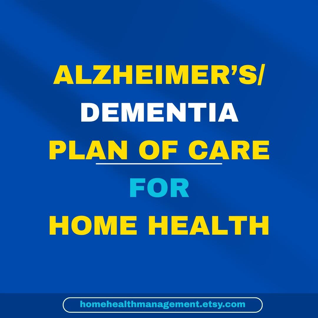 Alzheimer's/dementia Plan of Care for Home Health - Etsy