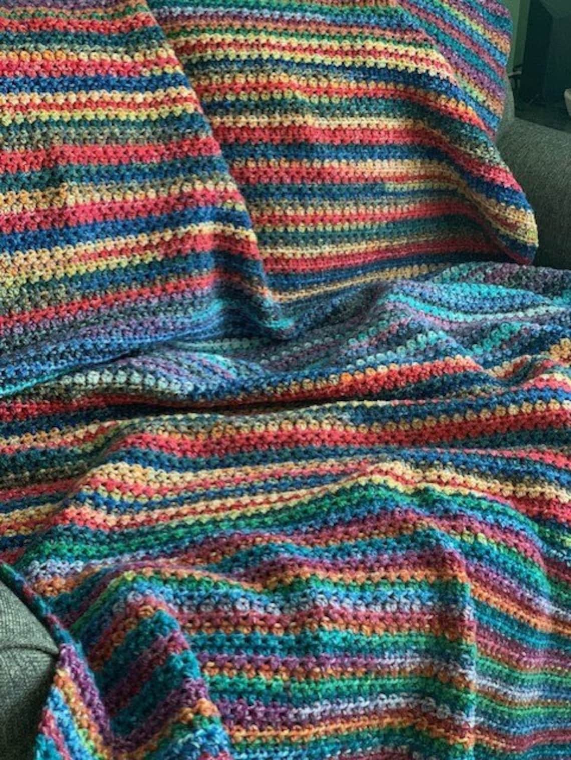 Afghan Large Blanket Throw Variagated Colorful Cozy and Warm 46 X 78 ...