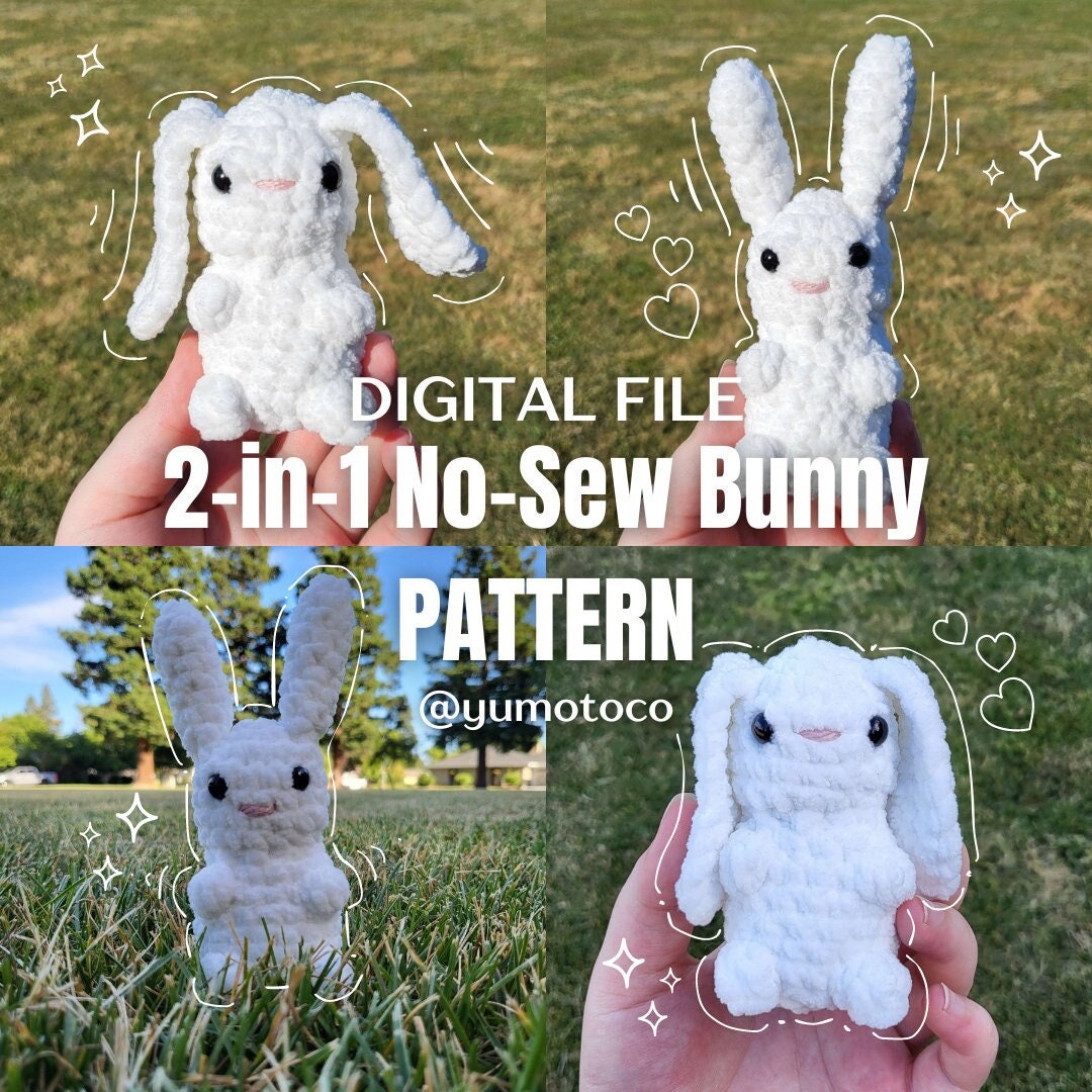 NO SEW Quick + Easy Bunny Crochet Pattern 2-in-1 Chubby Bunny Beginner ...
