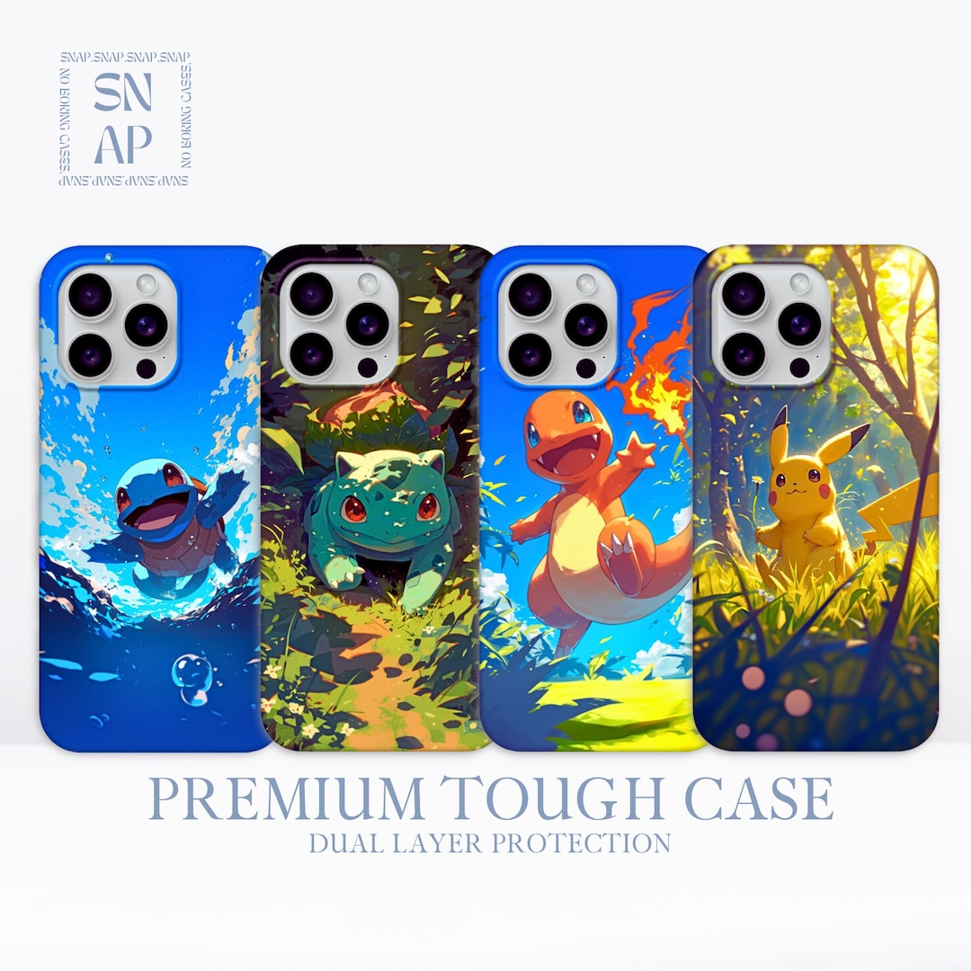 Pokemon Anime Tough Phone Case, iPhone 15 14 12 11 X, Samsung Galaxy ...