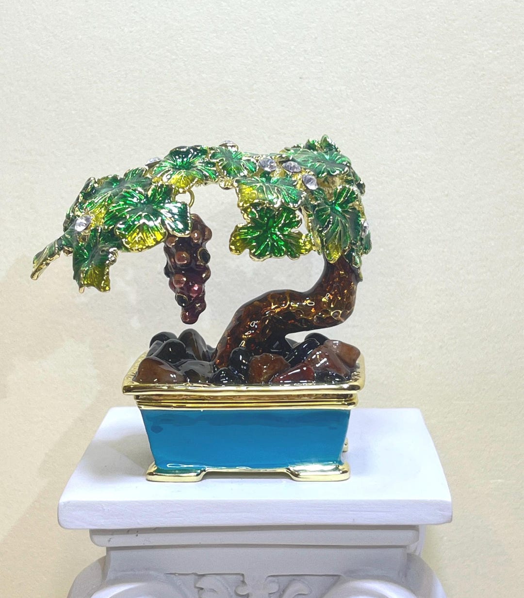 Beautiful 3D Japanese Bonsai Tree Plant Trinket Box With Grapes Hanging ...
