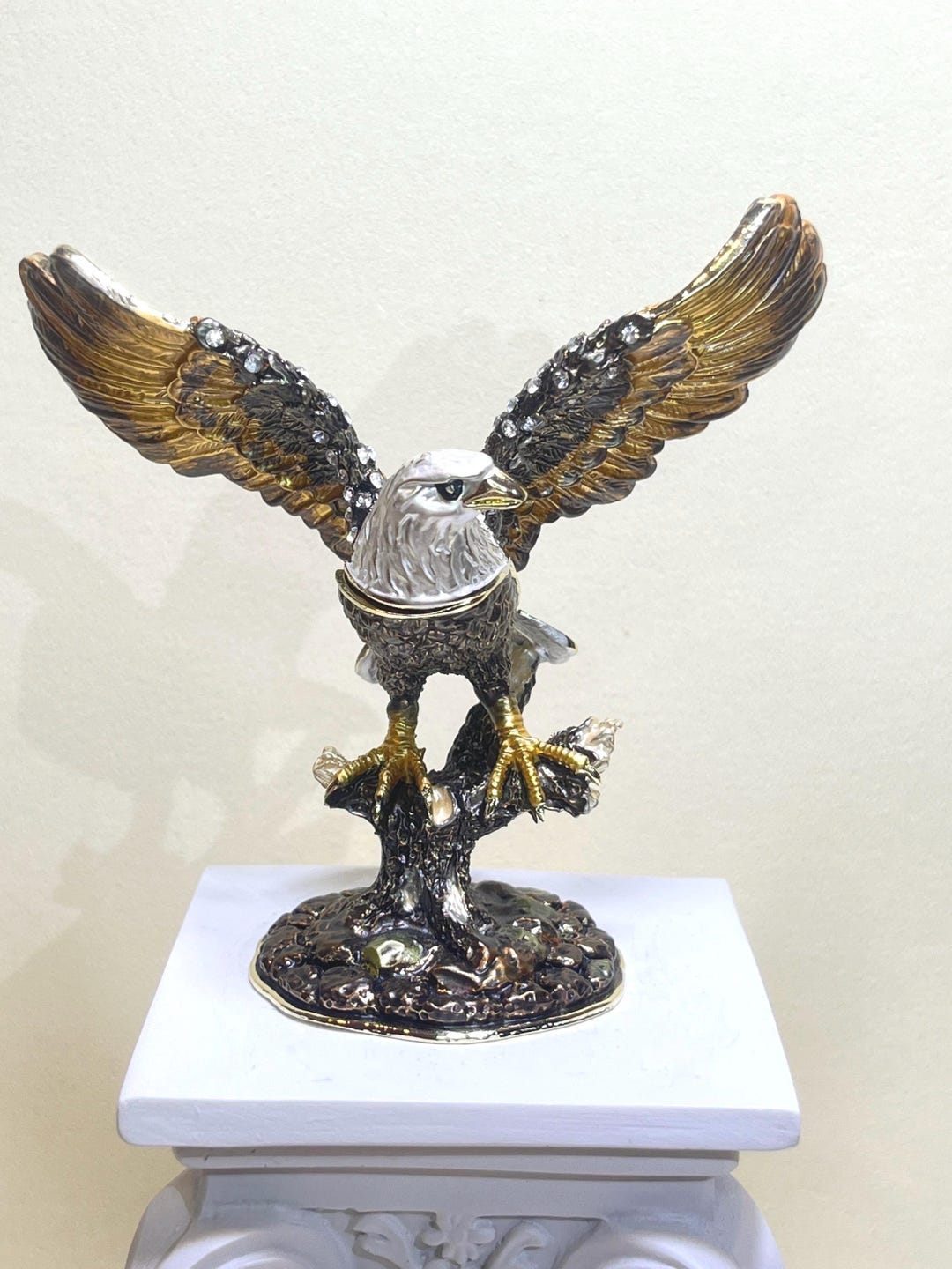 Bling Brown Vivid 3D American Eagle With Open Wings Standing Trinket ...