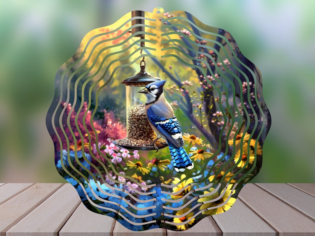 Blue Jay Wind Spinner Garden Decor Porch Decor Sublimation Handmade ...