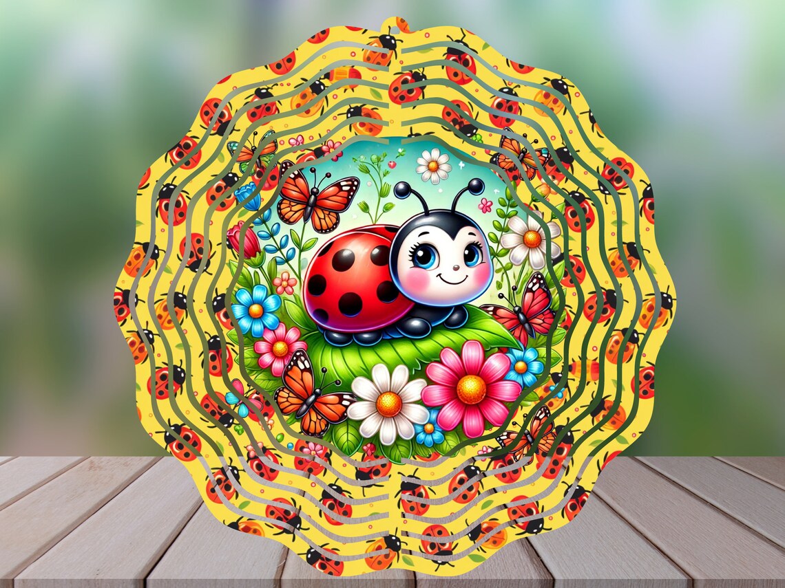 Ladybug Wind Spinner Garden Decor Porch Decor Sublimation Handmade - Etsy
