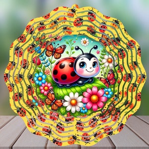 Ladybug Wind Spinner Garden Decor Porch Decor Sublimation Handmade - Etsy