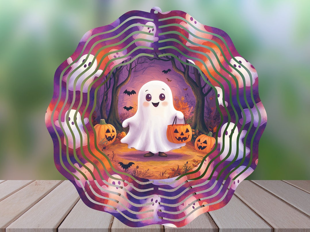 Cute Ghost Wind Spinner Garden Decor Porch Decor Sublimation Handmade ...