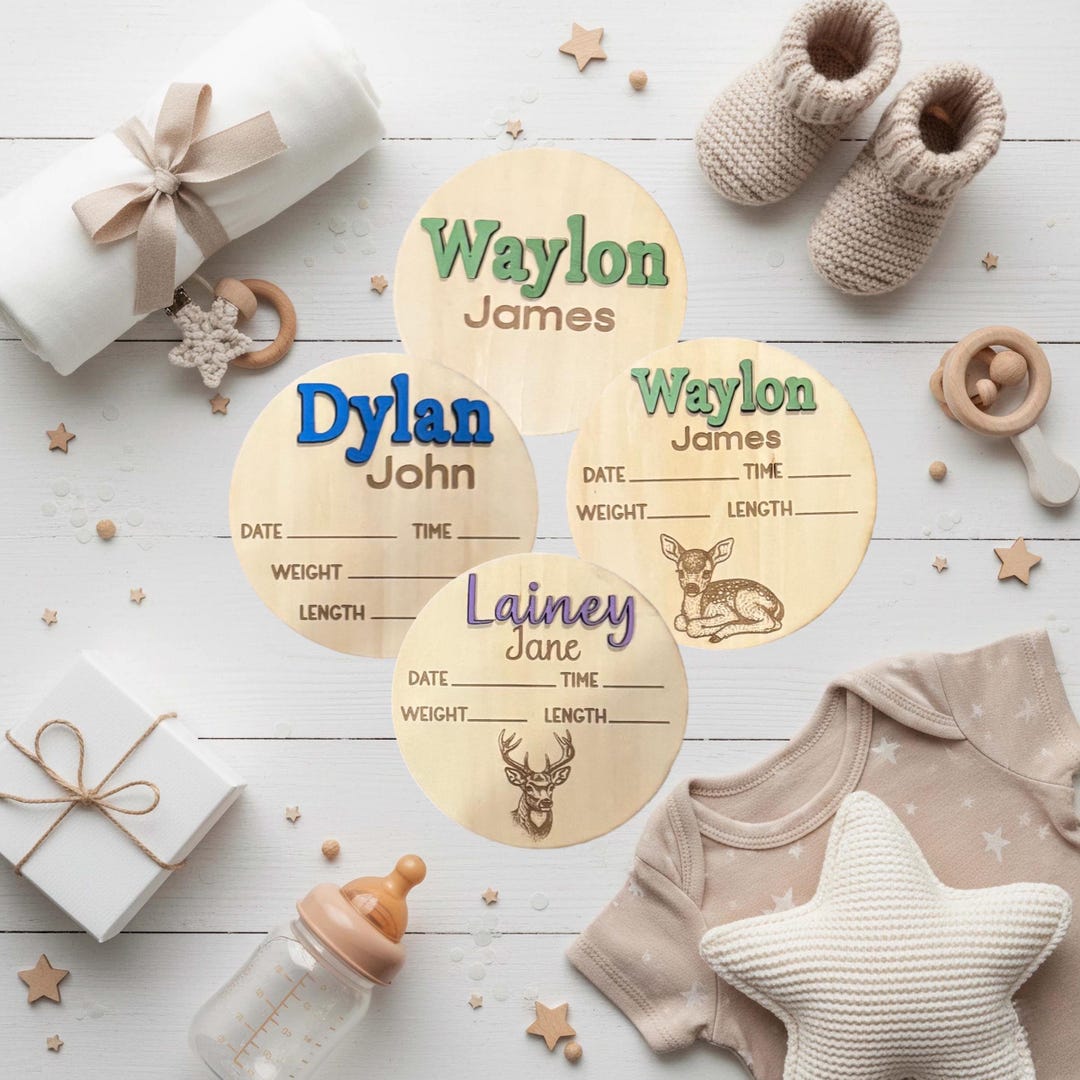Personalized Baby Stats Sign – Custom Wooden Laser Engraved Baby Birth ...