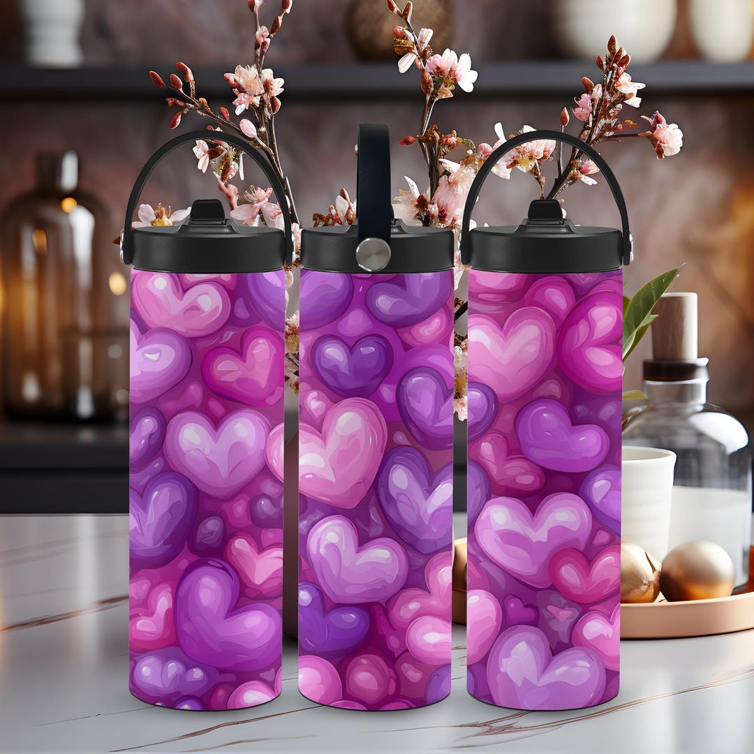 Heart Pattern Water Bottle, Water Bottle, Valentine's Day, Water ...
