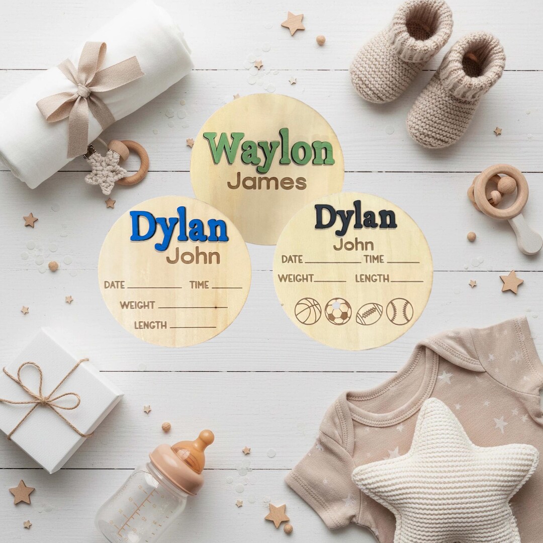 Personalized Baby Stats Sign – Custom Wooden Laser Engraved Baby Birth ...