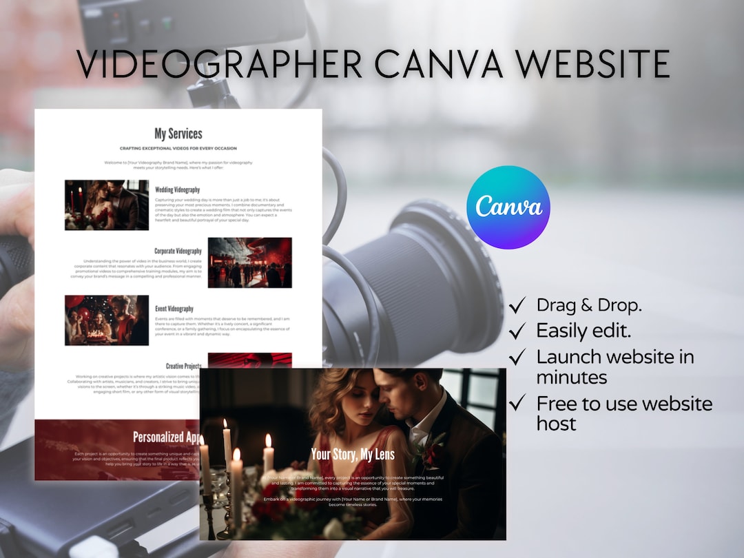 Videographer Website Template, Canva Website, Editable Canva Template ...