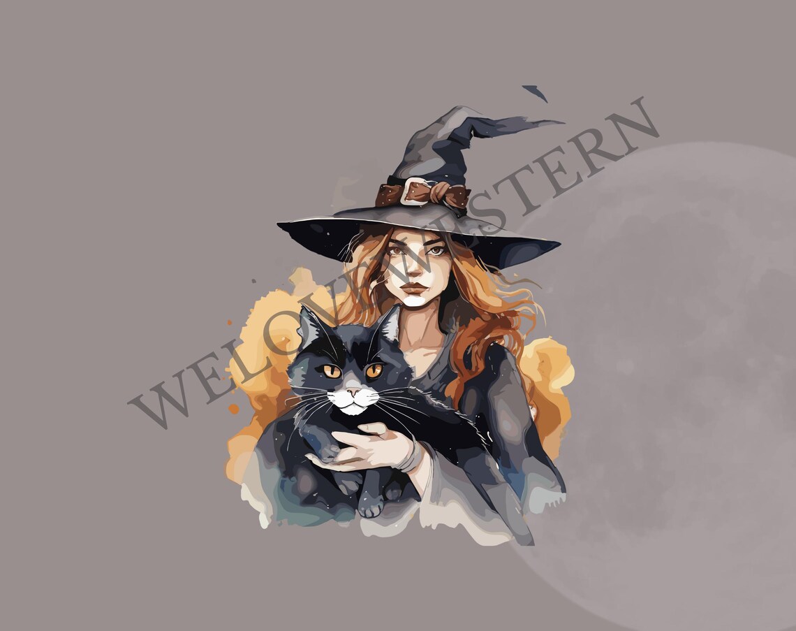 Western Witch Clipart, Halloween Witch, Western Witch, Watercolor PNG ...