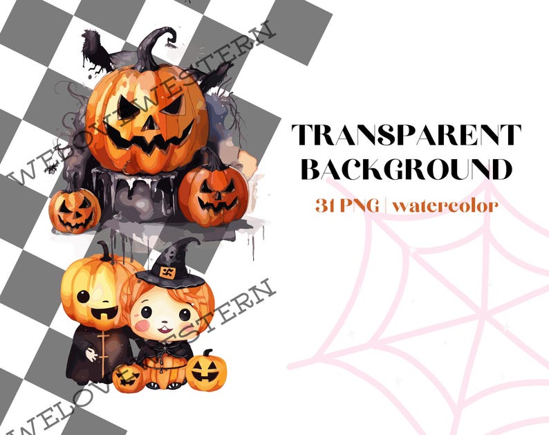 Cute Halloween Characters Clipart, PNG, Pumpkin, Jack O Lantern ...