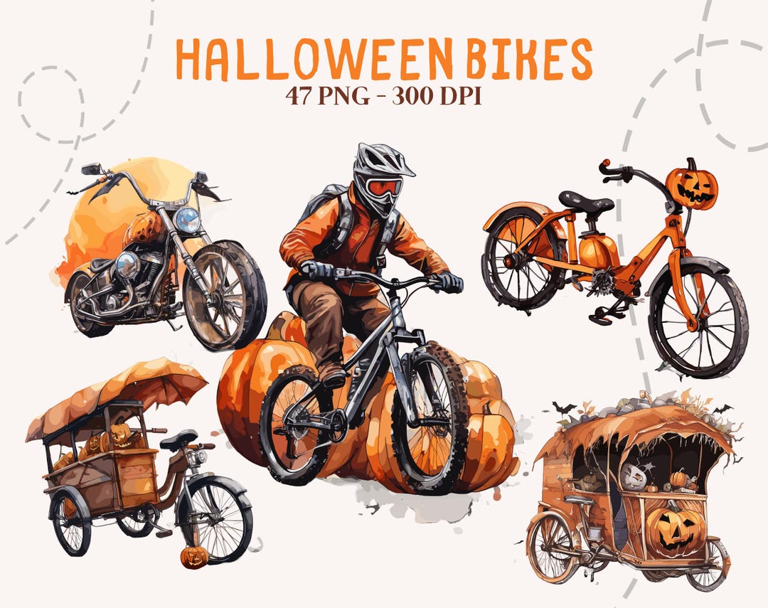 Halloween Bike Clipart, Halloween Bike, Halloween Bikes, Digital ...