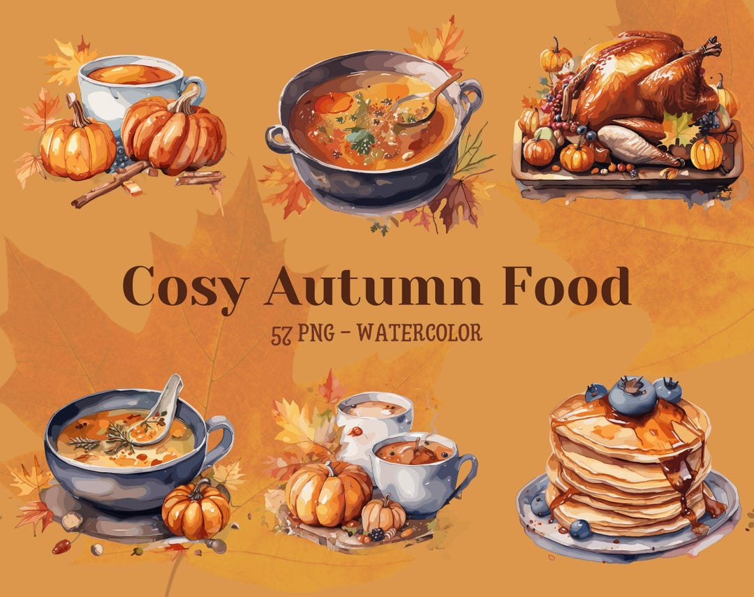 Cosy Autumn Food, Clipart, Autumn Clipart, Scrap Book, Pumpkin Spice ...