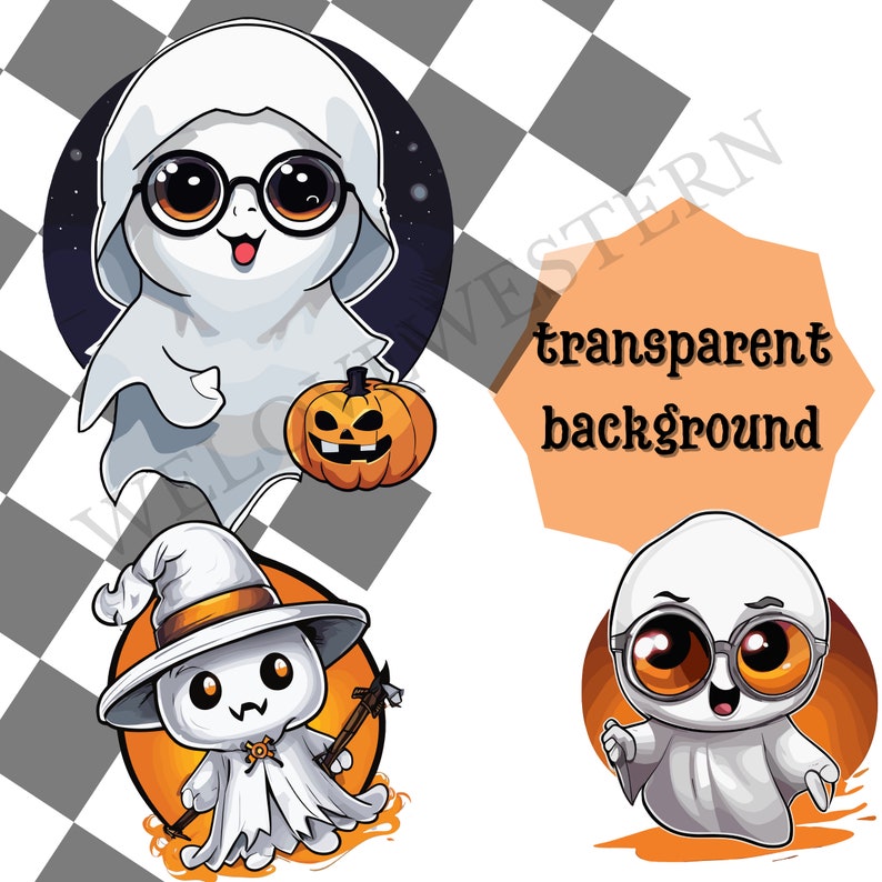Cute Spooky Clipart, Cute Ghost Clipart, Halloween Ghost, Digital ...
