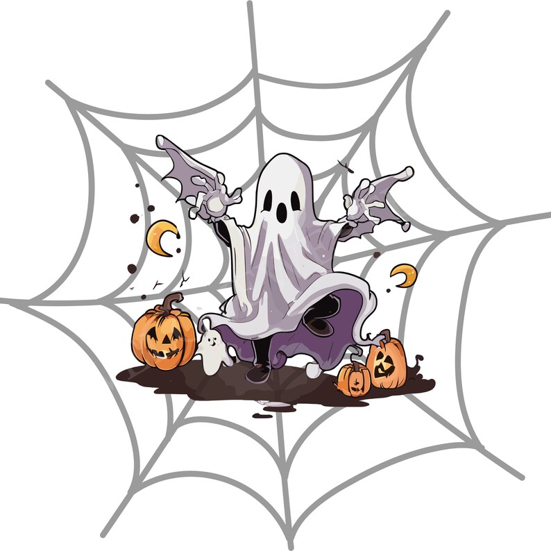 Cute Spooky Clipart, Cute Ghost Clipart, Halloween Ghost, Digital ...