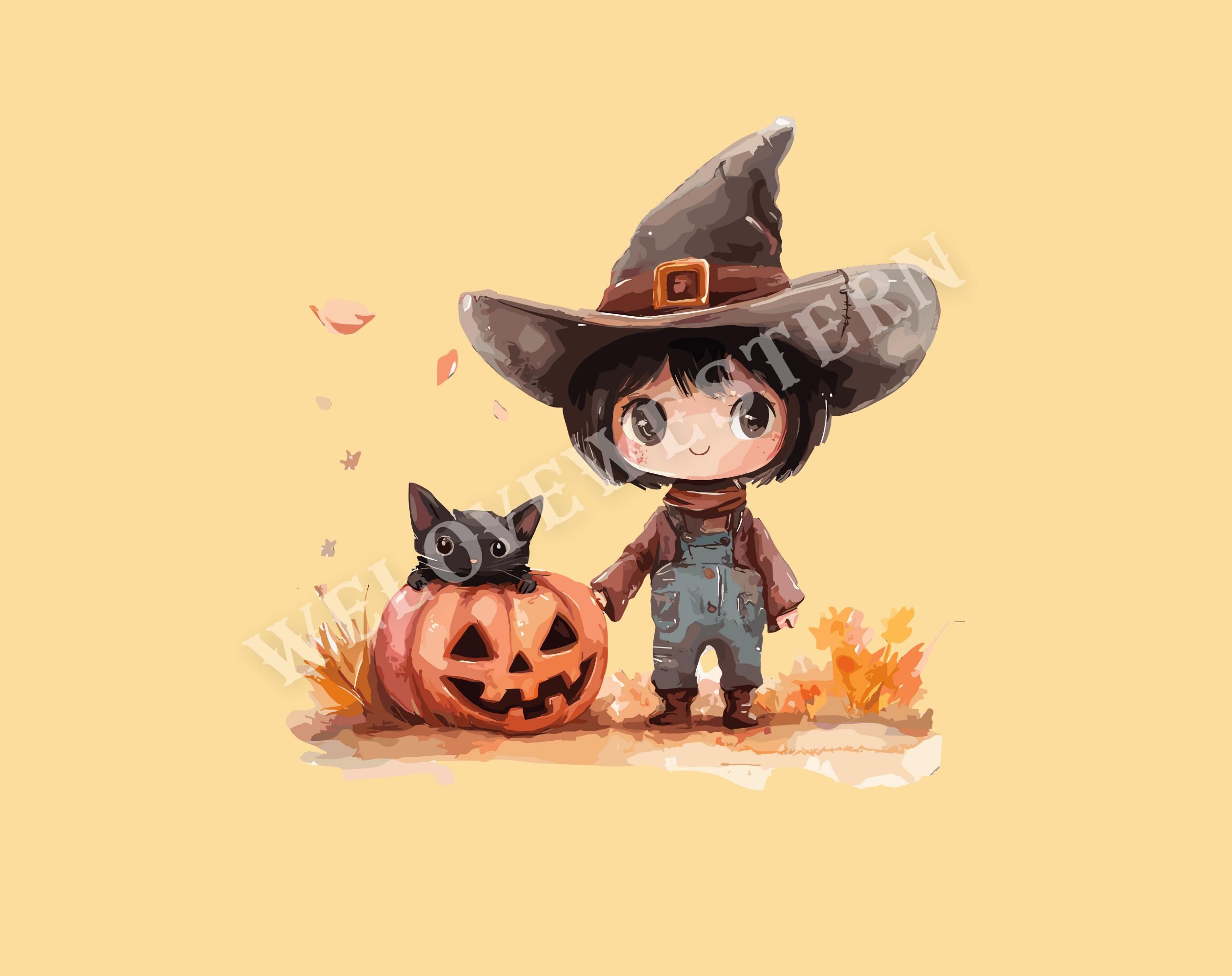 Cute Halloween Rodeo Characters, PNG, Pumpkin, Jack O Lantern, Digital ...