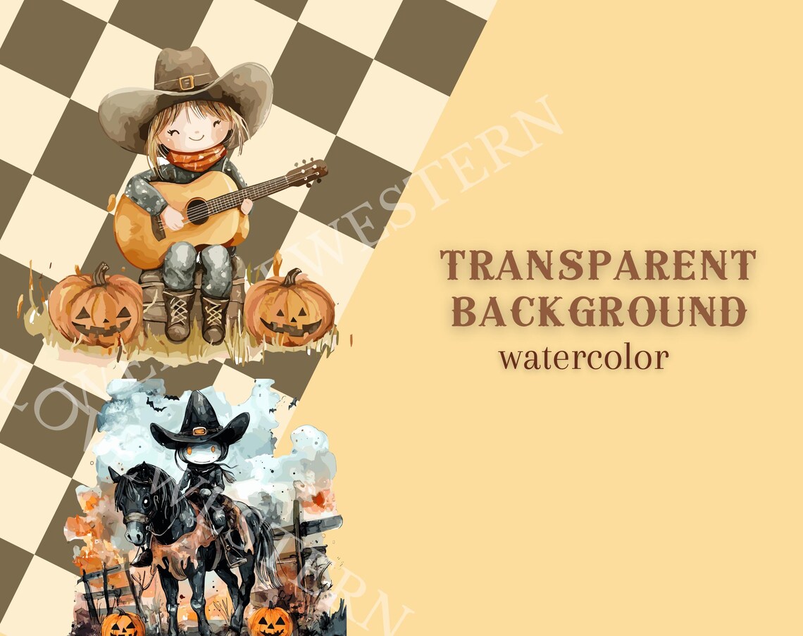 Cute Halloween Rodeo Characters, PNG, Pumpkin, Jack O Lantern, Digital ...
