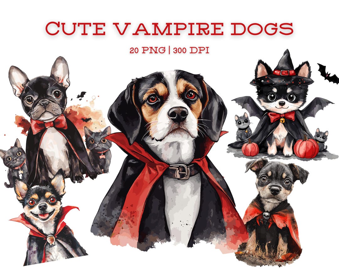 Halloween Vampire Dogs Clipart, Halloween Dog Clipart, Vampire Clipart ...