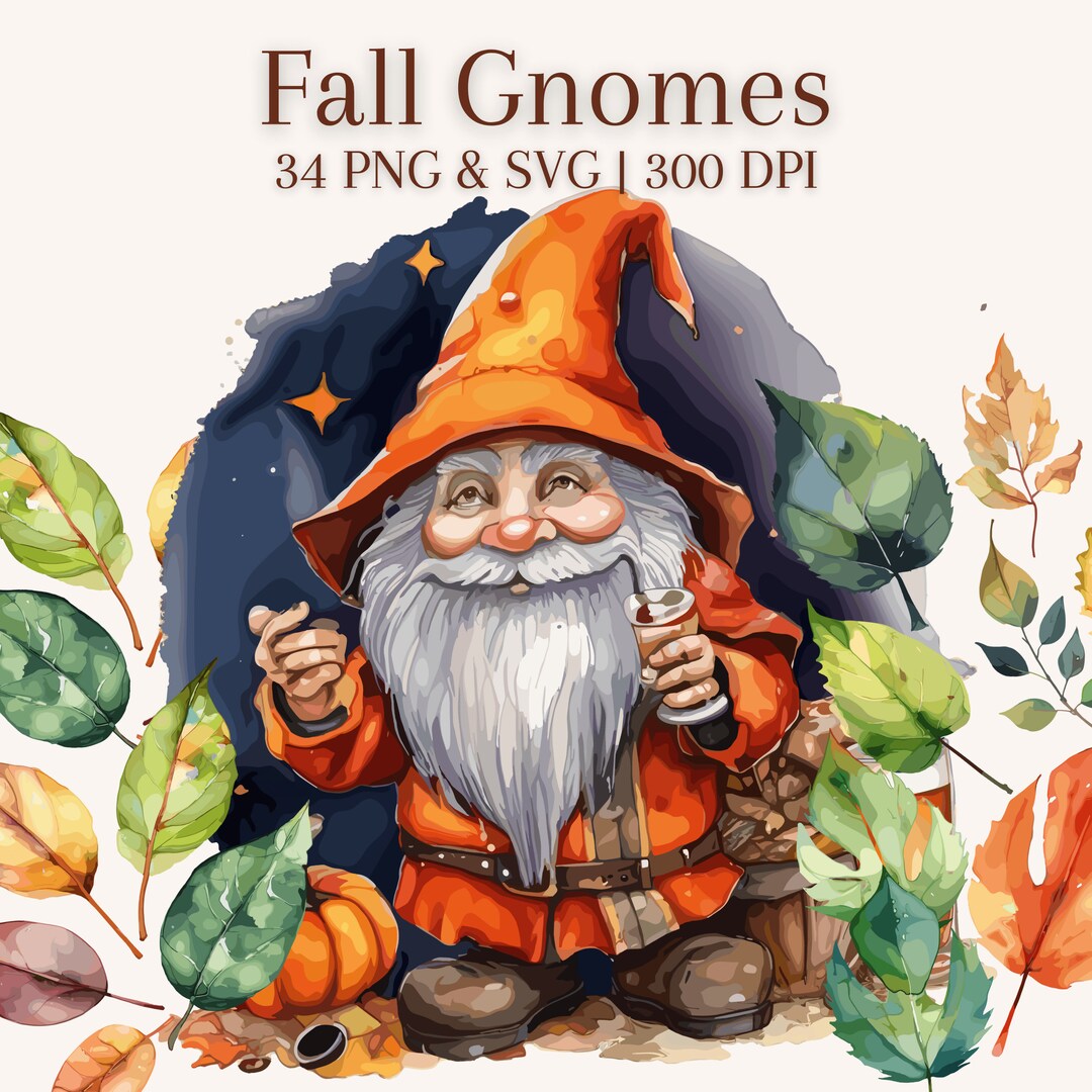 Cute Halloween Gnomes, Fall Gnomes, Gnomes SVG, PNG, Digital Download ...