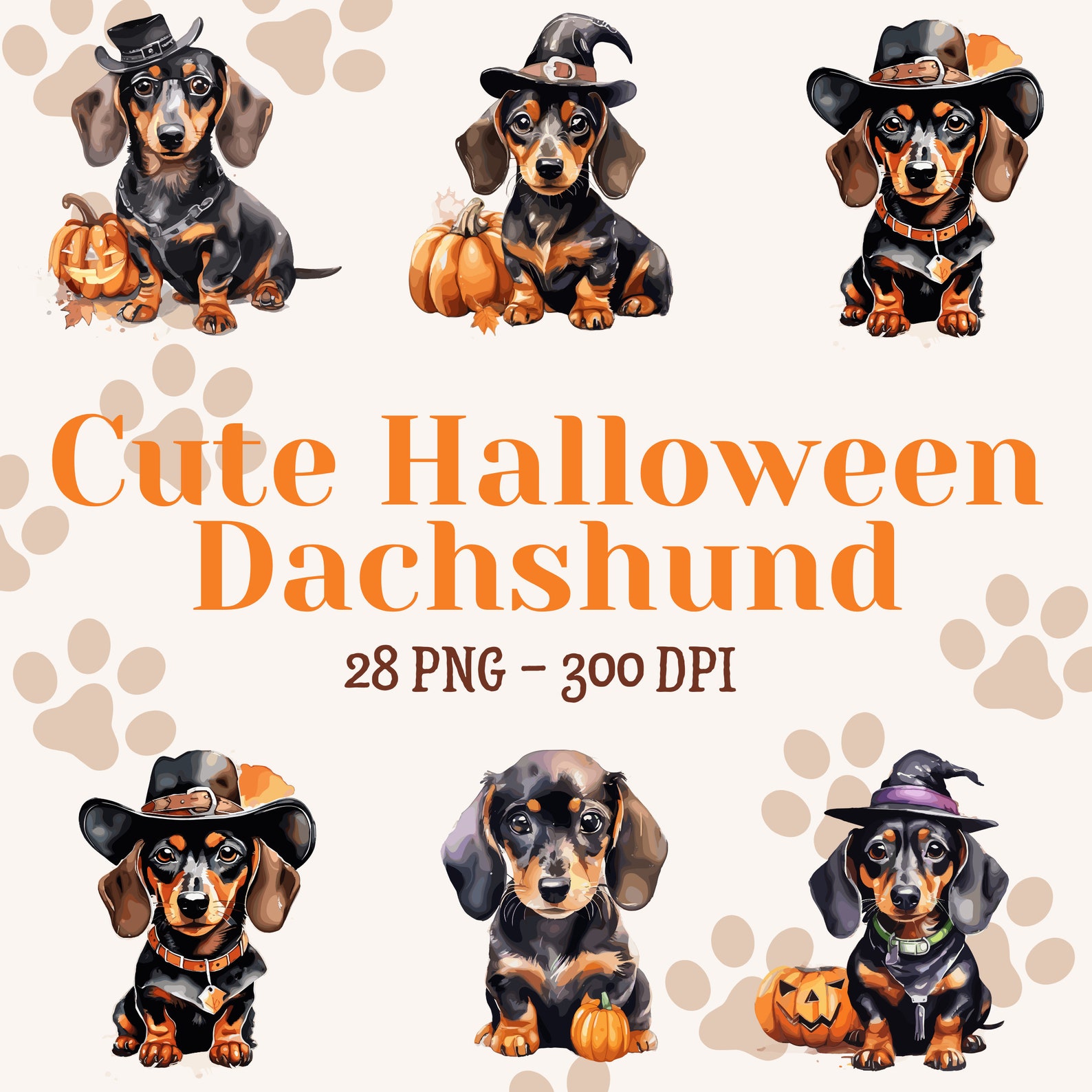 Halloween Dachshund Clipart, Halloween Dog Clipart, Dachshund Clipart ...