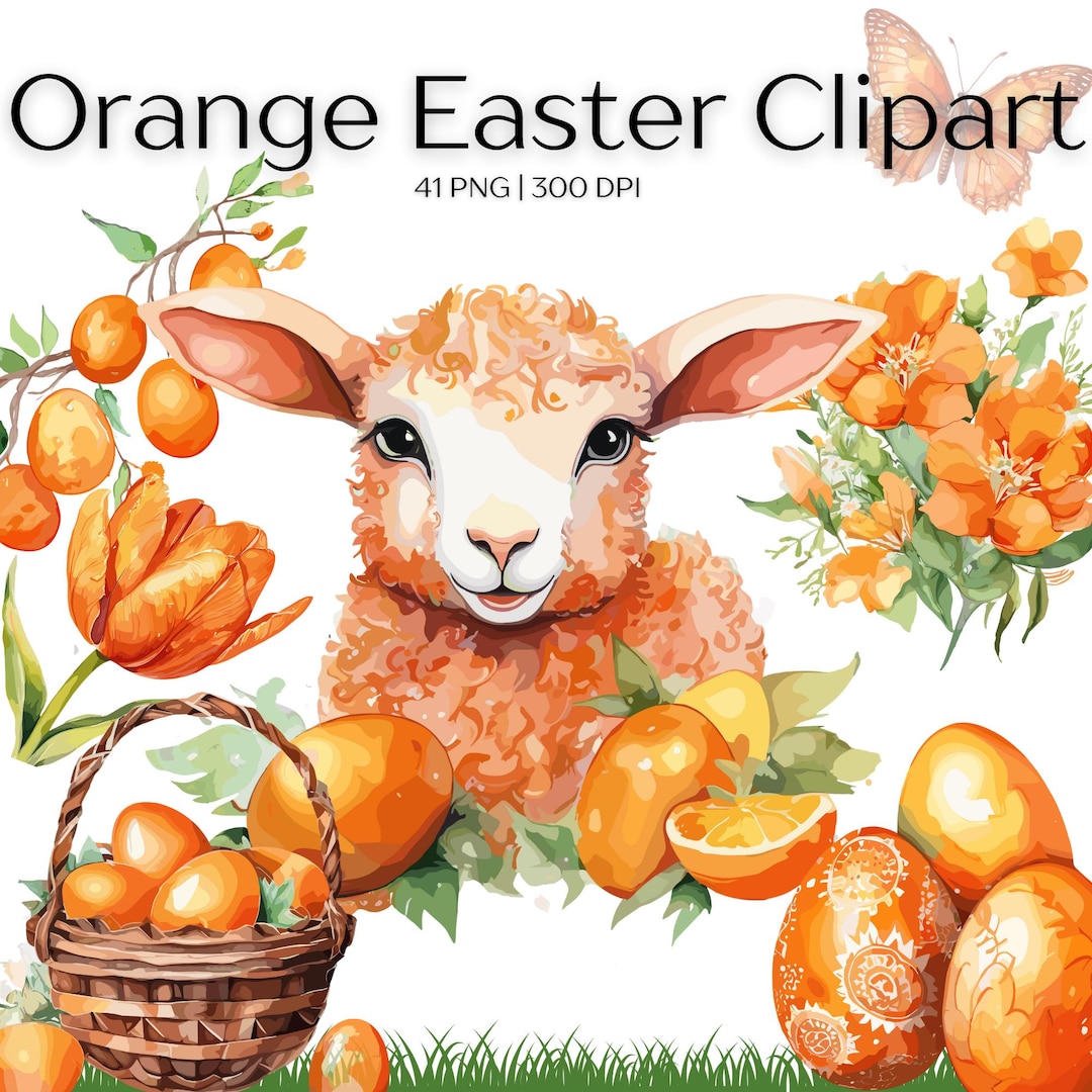 Orange Easter Clipart, Easter Clipart, Spring Clipart, Easter Eggs ...
