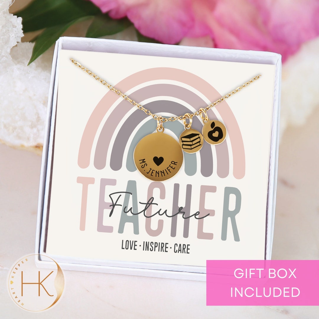 Custom Future Teacher Necklace, Personalized Teacher Appreciation Gift ...