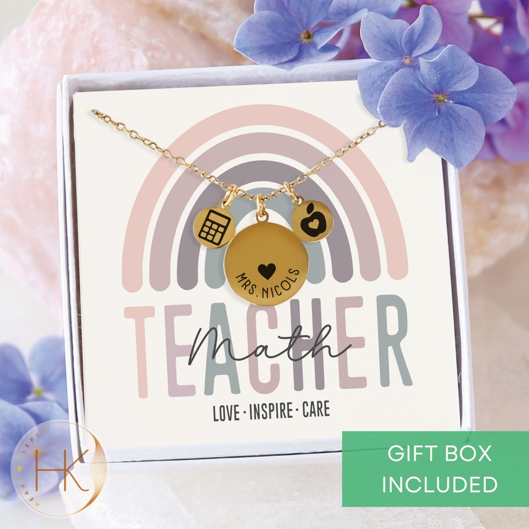 Custom Math Teacher Necklace, Personalized Teacher Appreciation Gift ...