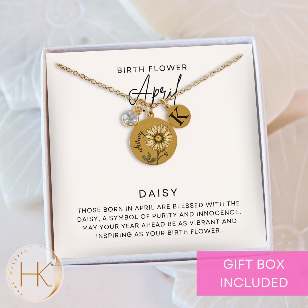 April Birth Flower Necklace, Personalized Birth Flower Necklace April ...