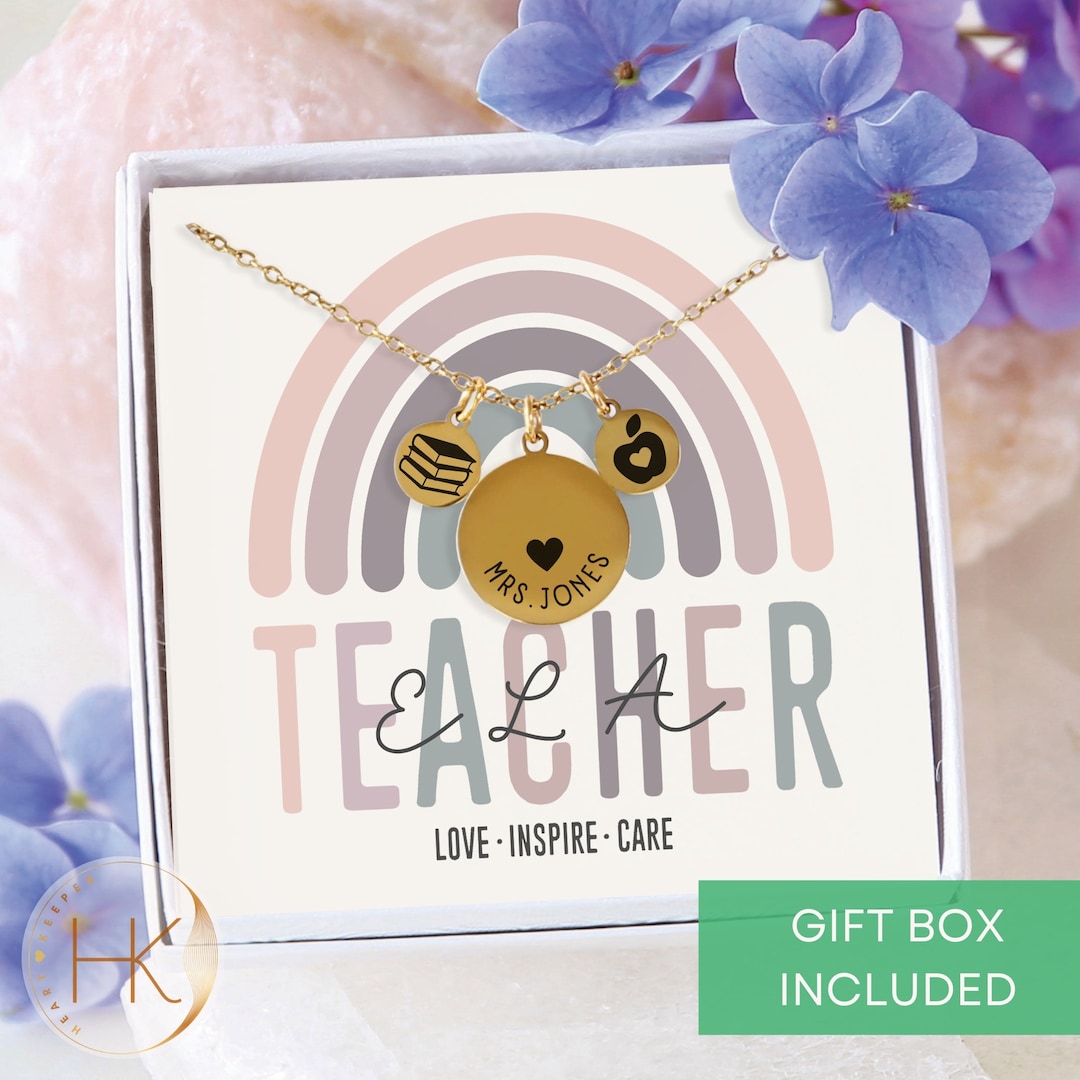 Custom ELA Teacher Necklace, Personalized Teacher Appreciation Gift for ...
