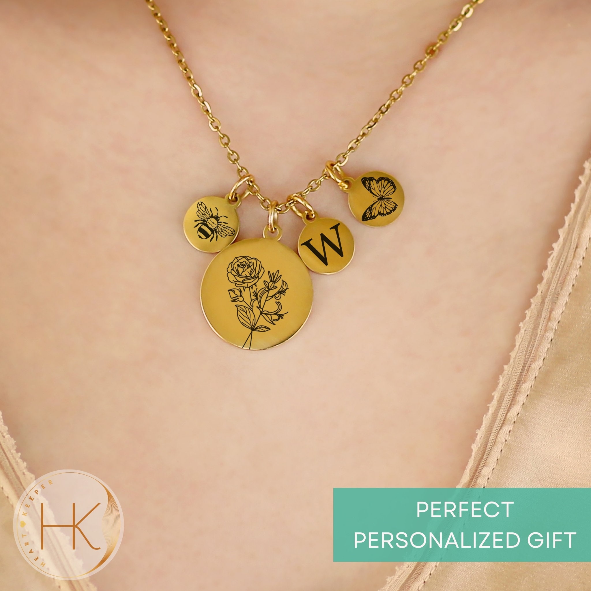 June Birth Flower Necklace, Personalized Birth Flower Necklace Gift ...