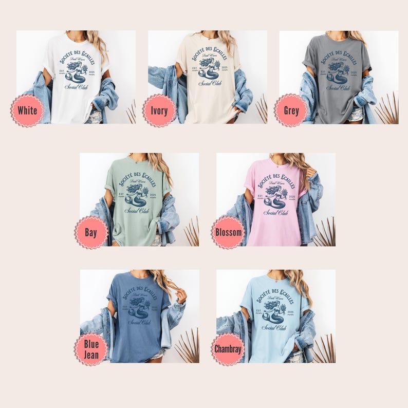 Mermaid Social Club Shirt, Mermaid Comfort Colors® Tshirt, Trendy Beach ...