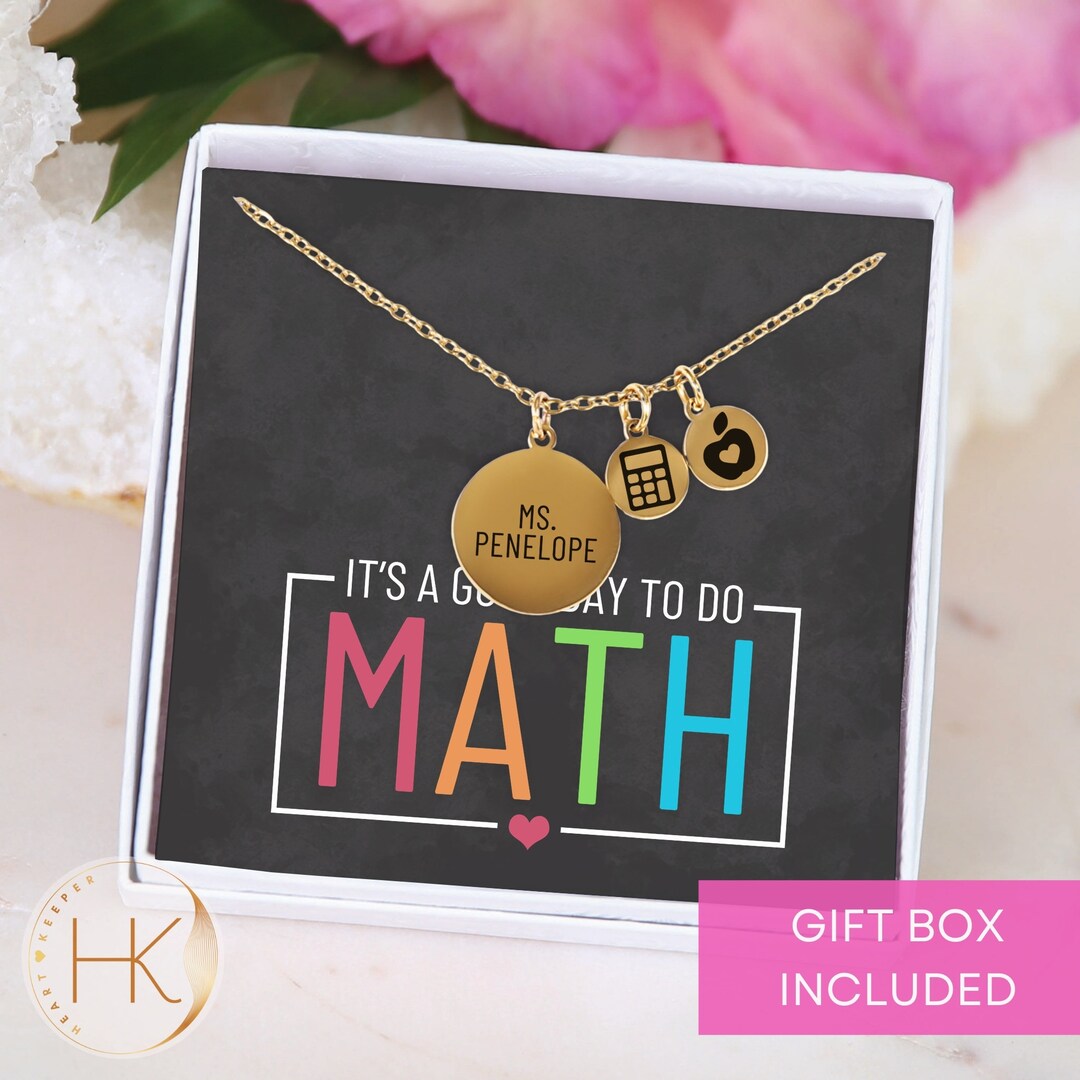 Custom Math Teacher Name Necklace, Personalized Teacher Appreciation ...