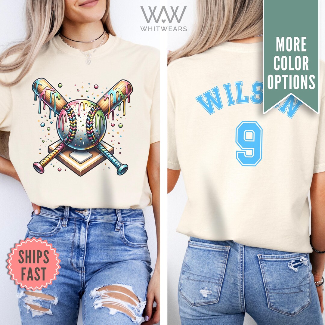 Baseball Ice Cream Drip Comfort Colors® Shirt, Baseball Drip Tee Shirt ...
