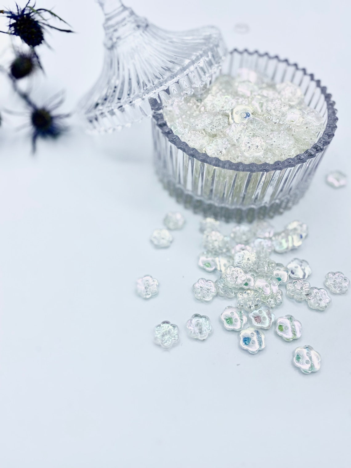 Iridescent Clear Flower Shaped Buttons, 300 Pcs Acrylic 2 Holes ...