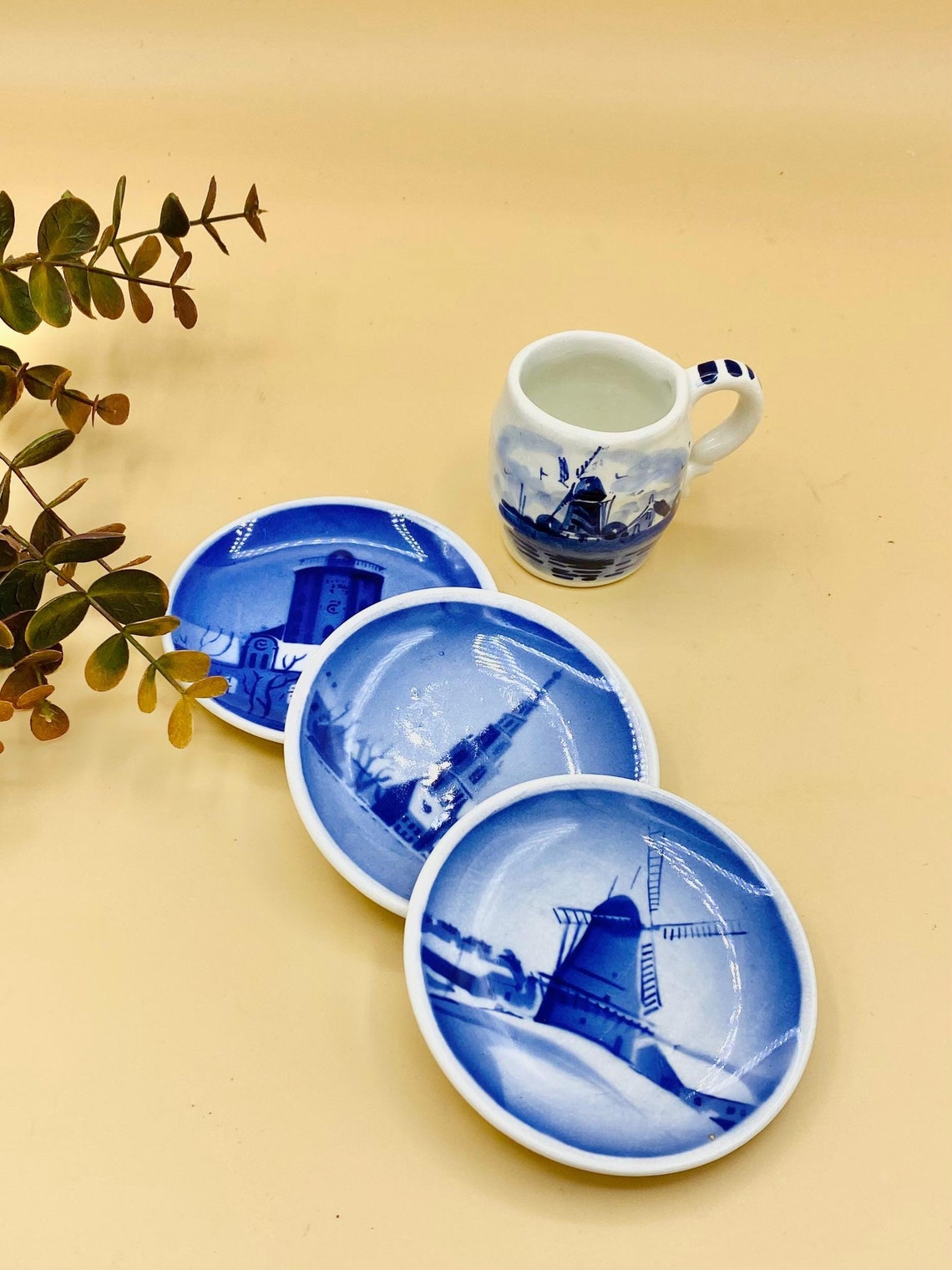 Delft Blue Miniature Dishes & Mug: Royal Copenhagen Dutch Windmill ...
