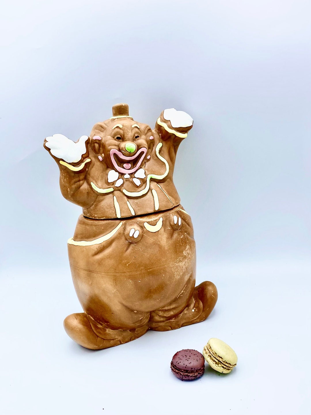 Vintage Clown Cookie Jar, Happy Hands up Gingerbread Frosting Style ...