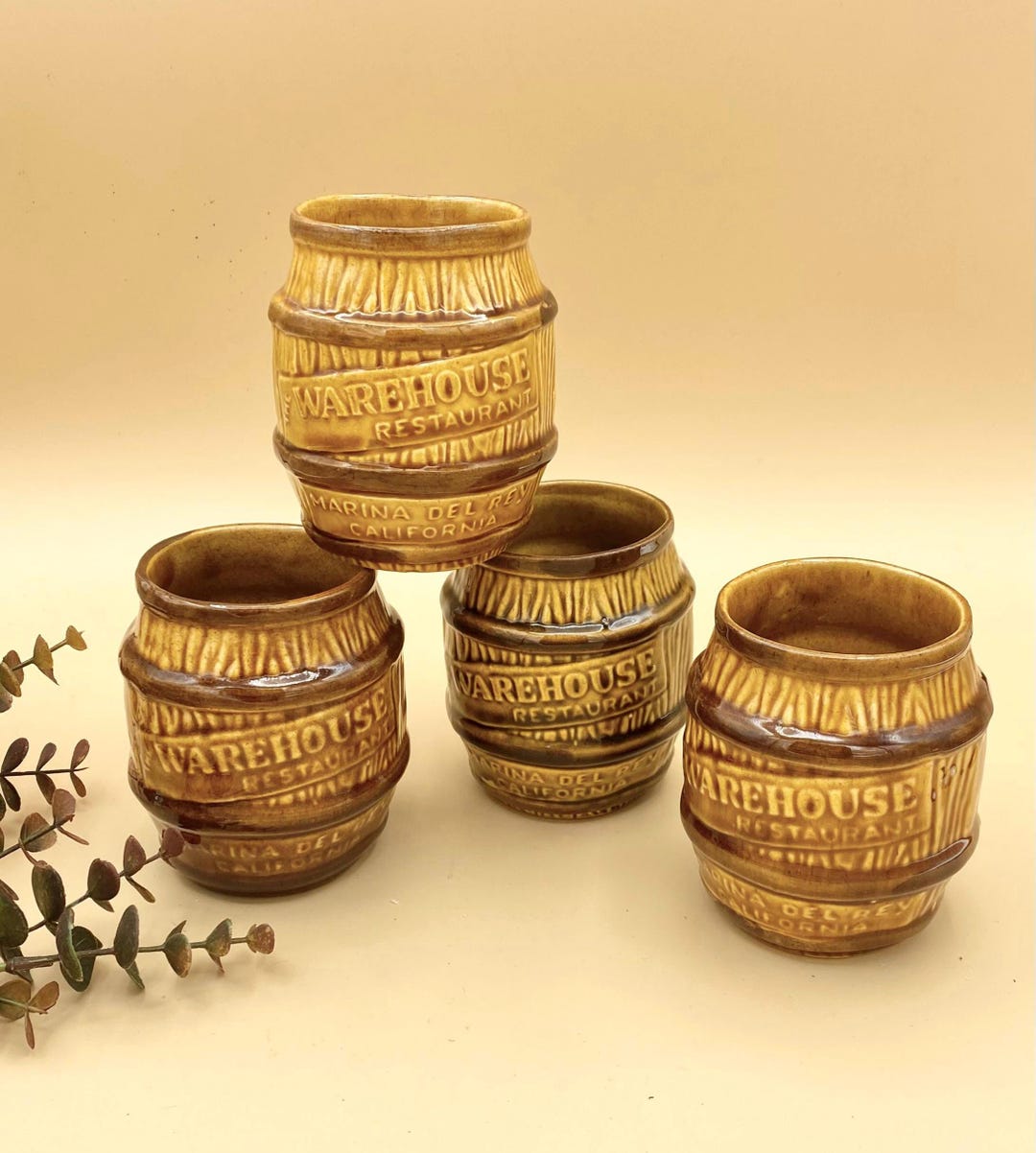 4 Vintage 1960’s Warehouse Restaurant Marina Del Rey 4” Barrel Tiki Mug ...