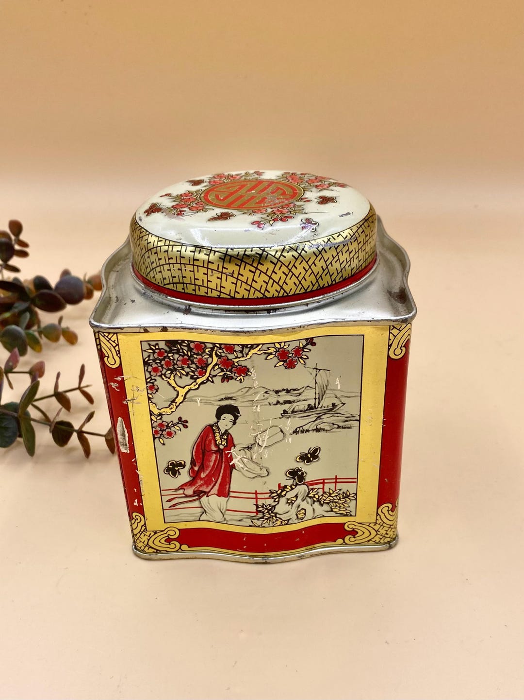 Decorative Jasmine Tea Tin Container Asian Art, Cheong Hing, Hong Kong ...