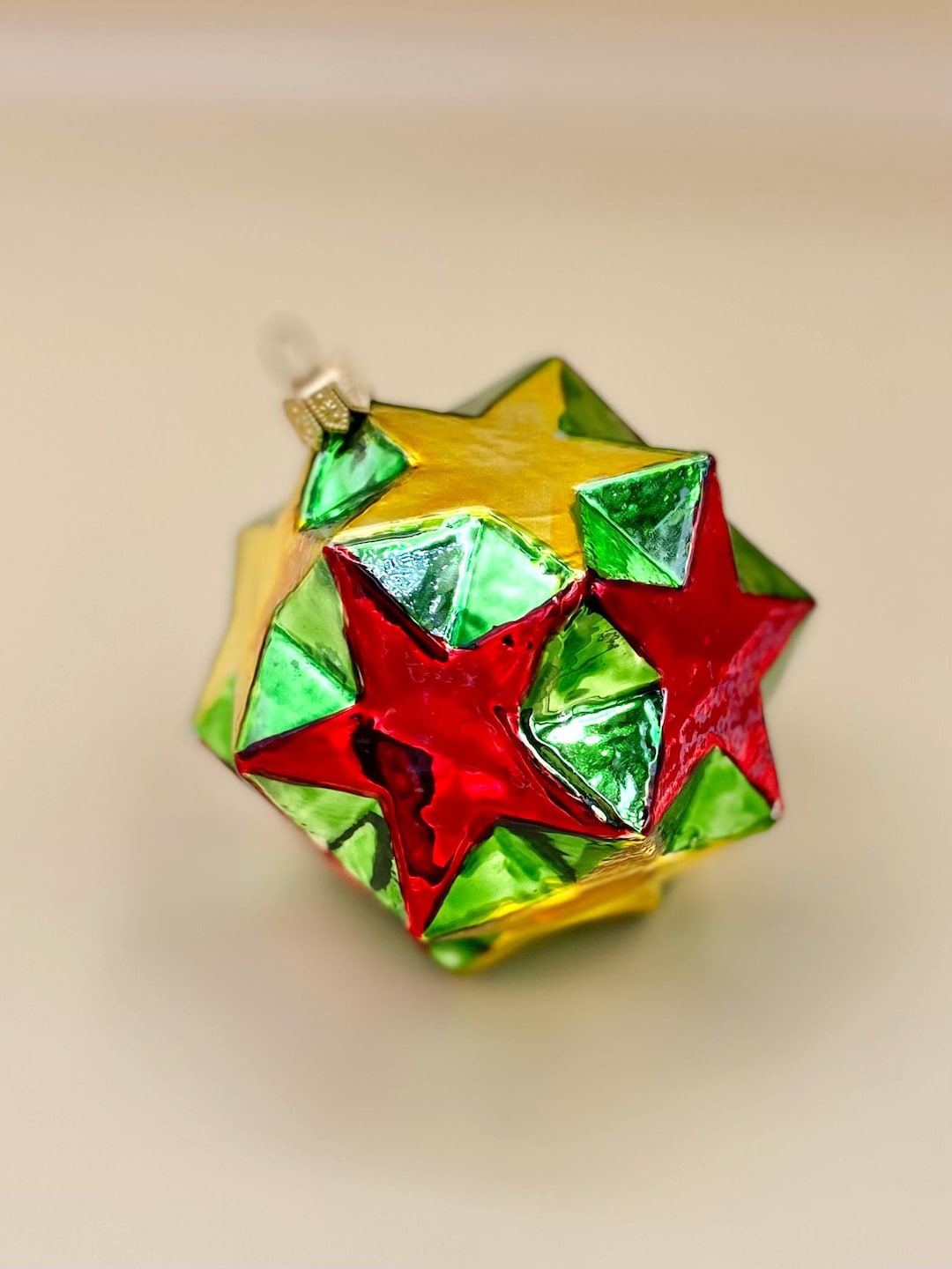 Vintage Faceted Glass Star Ornament: Multicolored Mercury Christmas ...