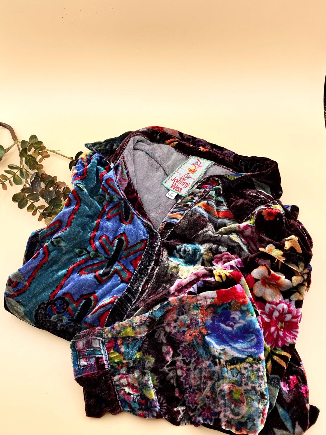 Johnny Was Velvet Tunic, Multicolored Long Button Down Collared Shirt ...