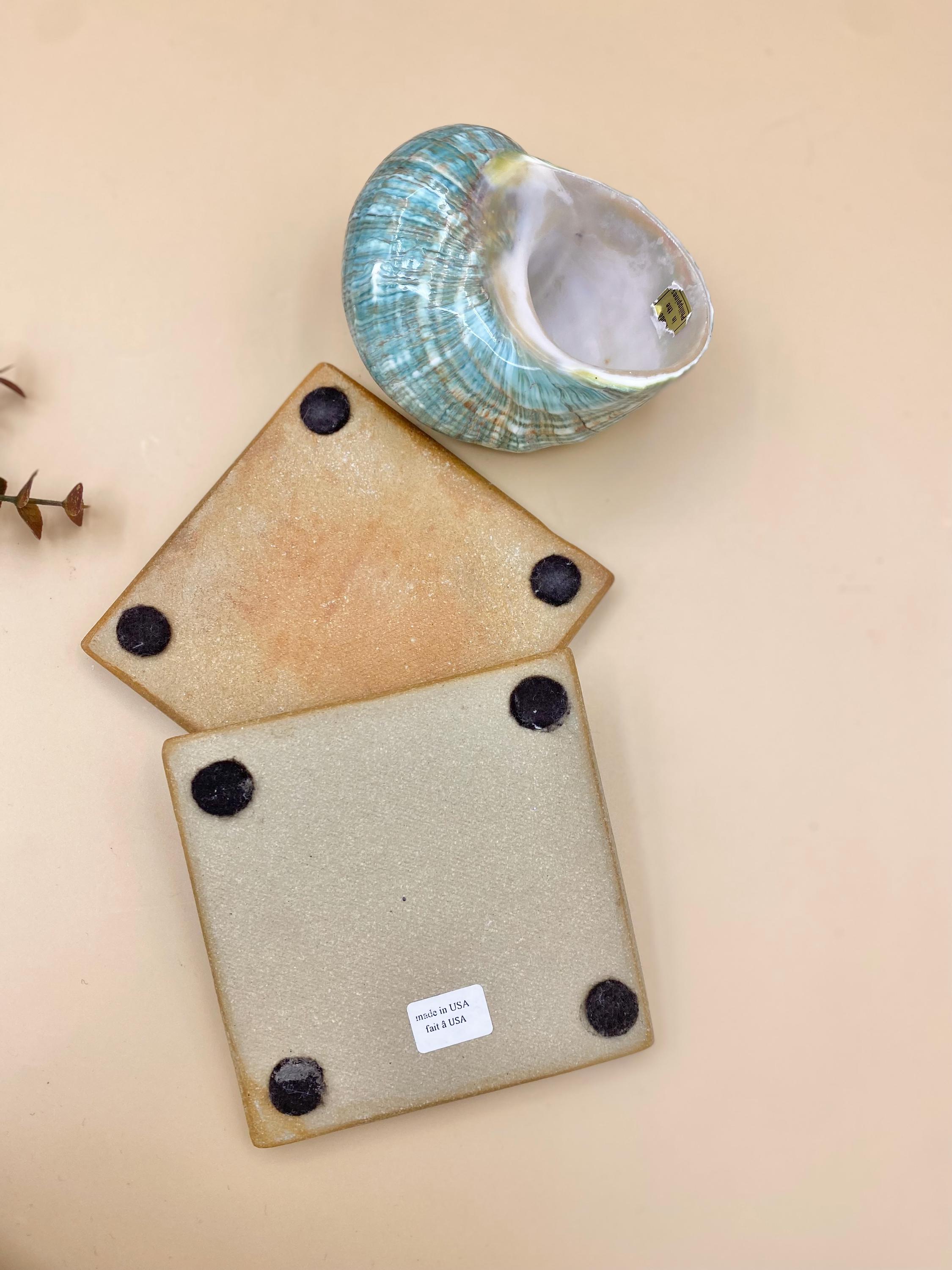 Turquoise Geode Coaster Set: Crackle Glass & Turbo Shell Decor - Etsy