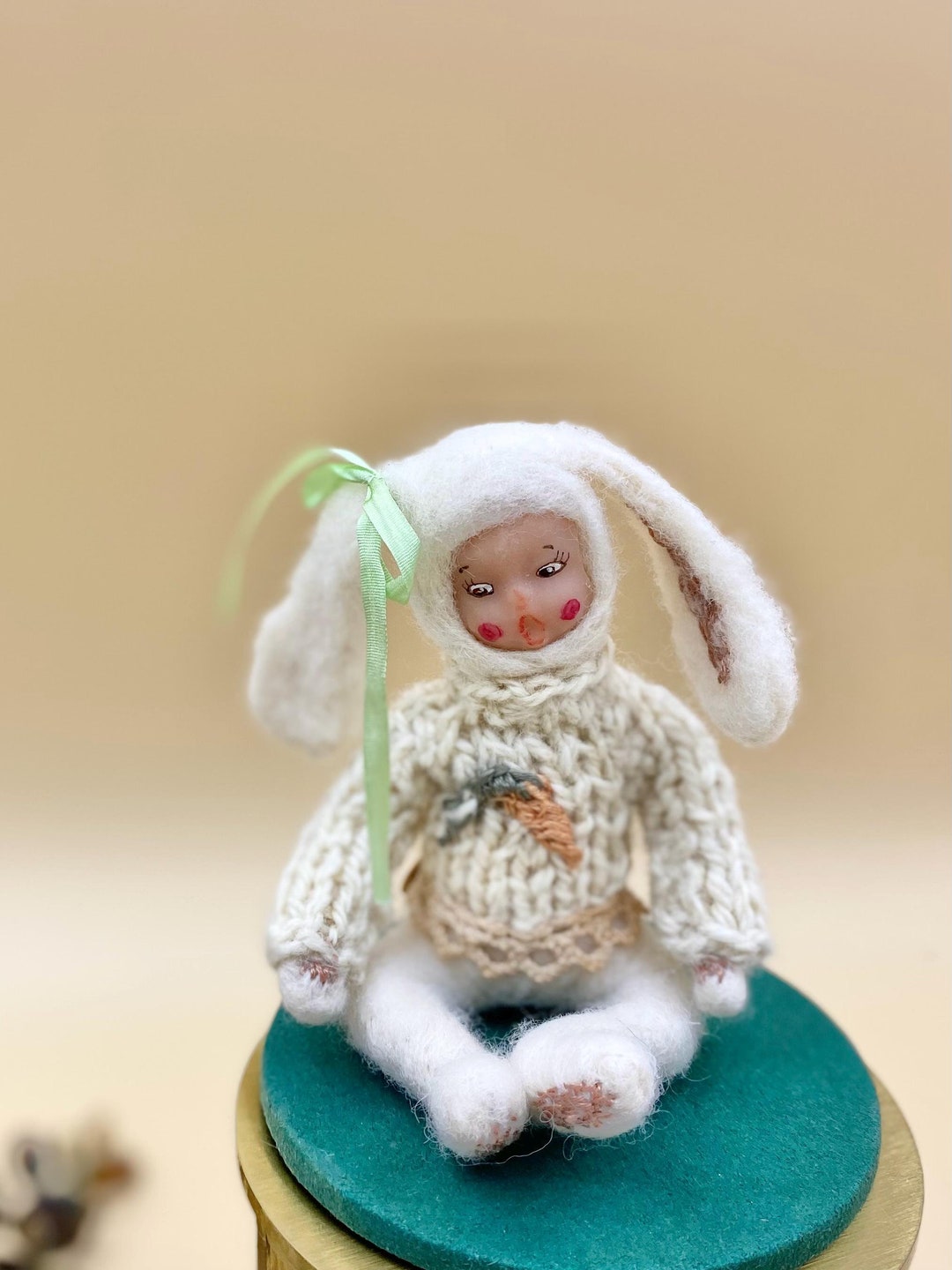 Small Felt Bunny, Posable Vintage Style Easter Decor Needle Felted ...