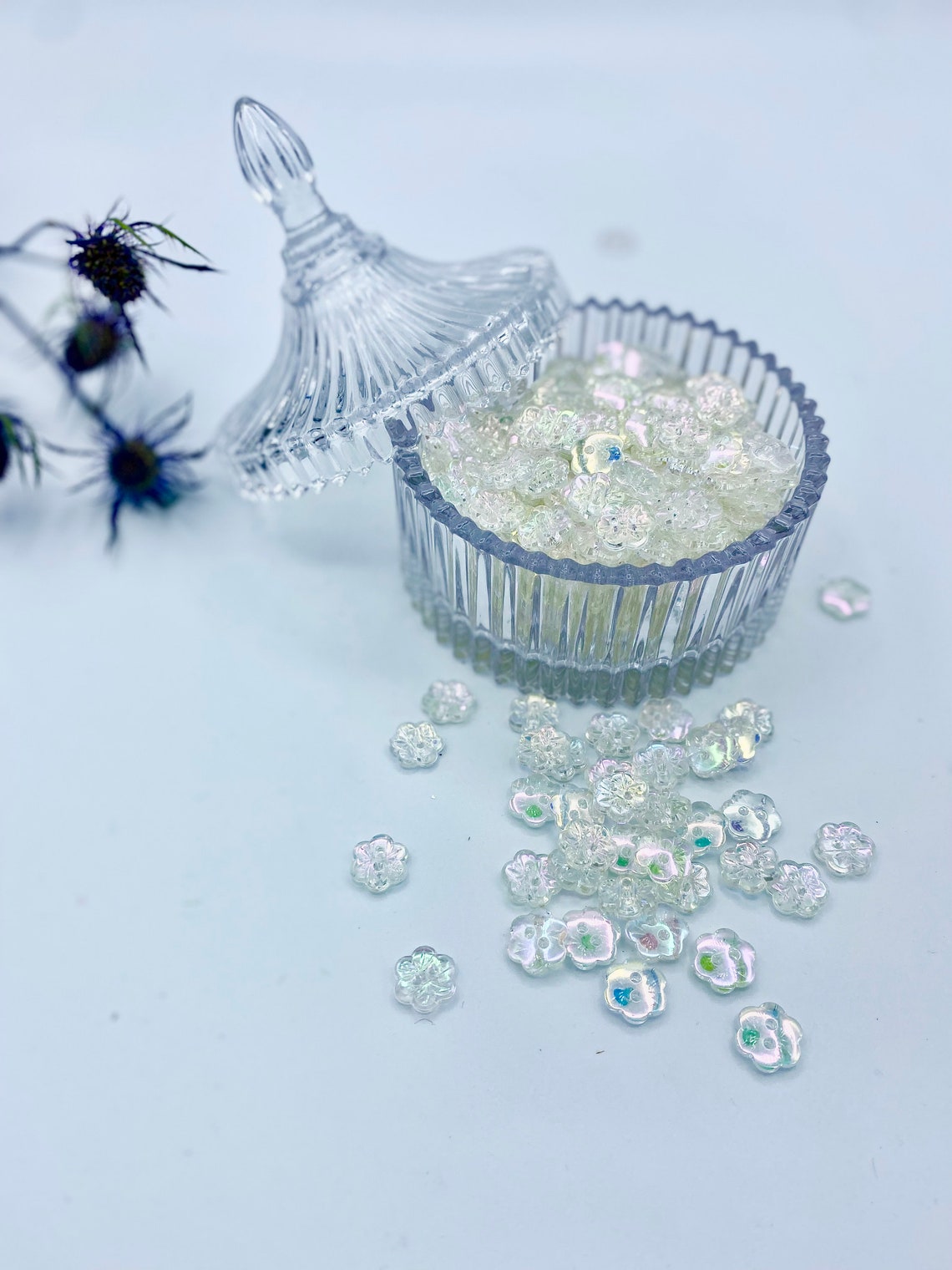 Iridescent Clear Flower Shaped Buttons, 300 Pcs Acrylic 2 Holes ...