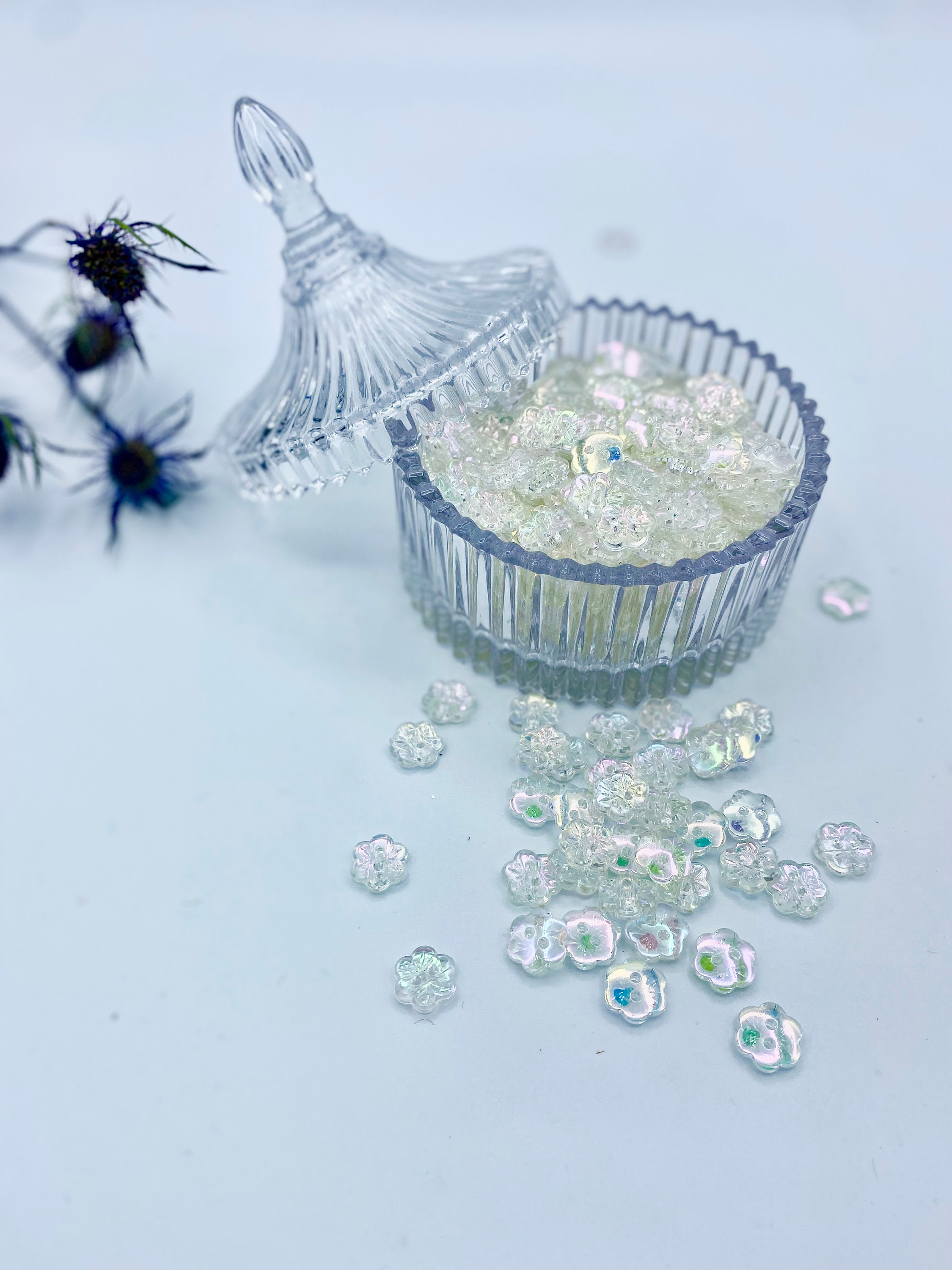 Iridescent Clear Flower Shaped Buttons, 300 Pcs Acrylic 2 Holes ...