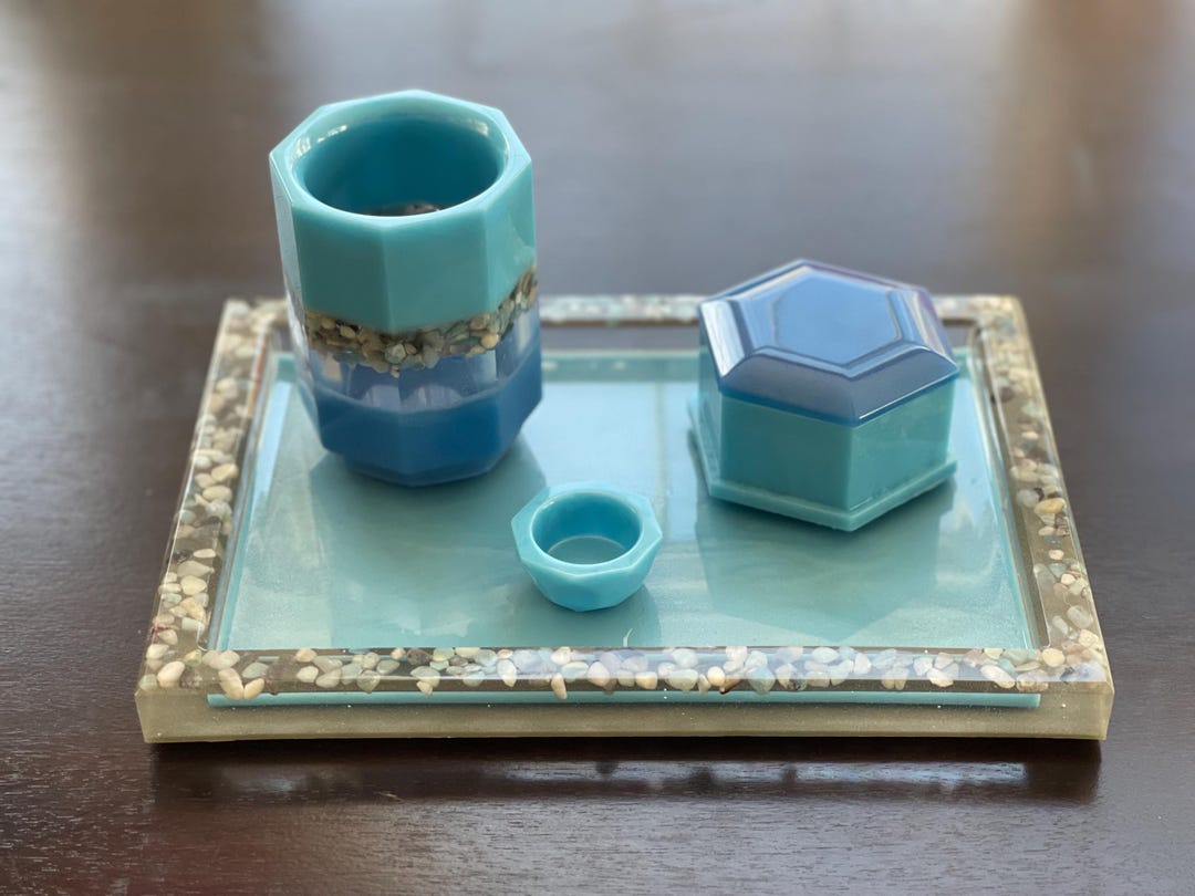 Blue Vanity Tray Set - Etsy
