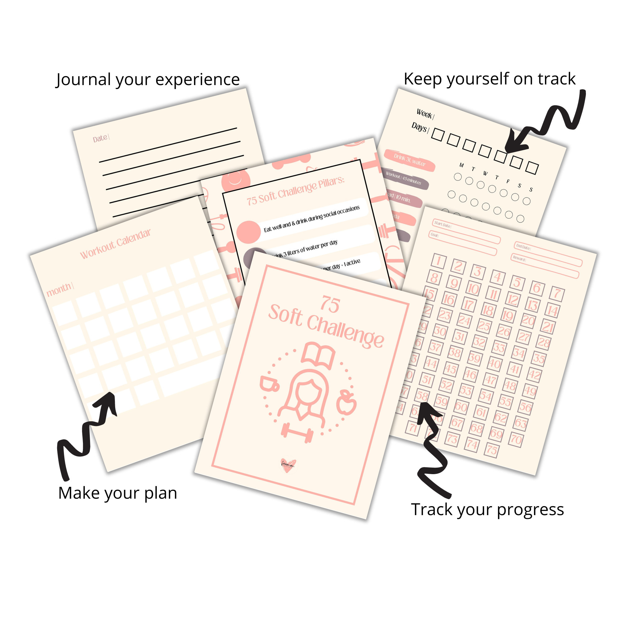 75 Soft Challenge Tracker Printable Editable,soft Challenge 75,75 Easy ...