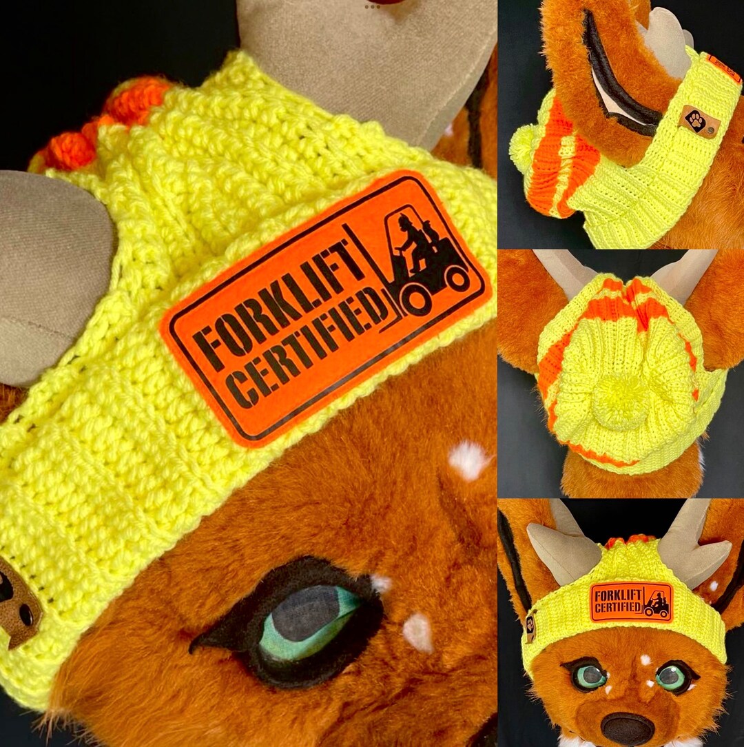 FORKLIFT CERTIFIED Fursuit Beanie Tradie Yellow ~ Original Design ...